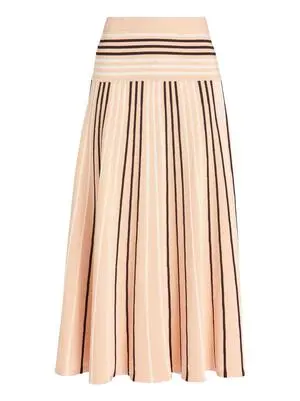 Zimmermann Striped Knitted Midi Skirt - Blush
