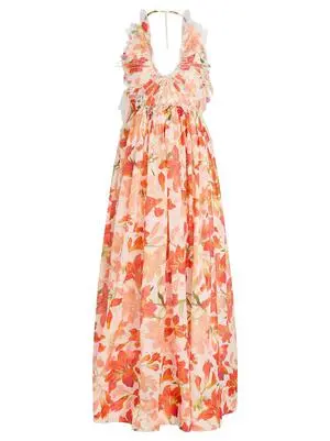 Zimmermann Open-back Floral-print Maxi Dress - Red
