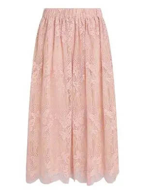 Zimmermann Corded Lace Midi Skirt - Blush