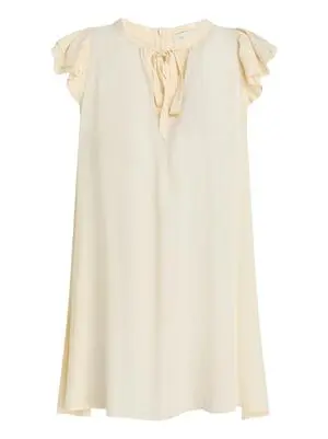 Zimmermann Ruffled Crepe Top - Cream