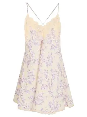 Zimmermann Lace-trimmed Floral-print Linen-gauze Mini Dress - Pastel Yellow