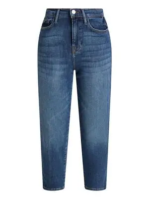 FRAME Le High Straight Cropped Jeans - Mid Denim