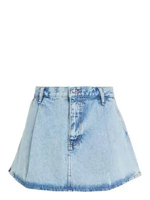 FRAME Pleated Denim Mini Skirt - Light Denim