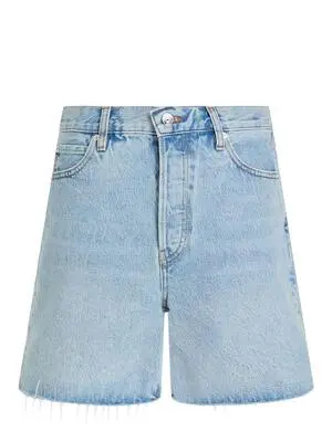 FRAME Faded Denim High-rise Shorts - Light Denim
