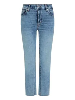FRAME High-rise Straight-leg Jeans - Light Denim