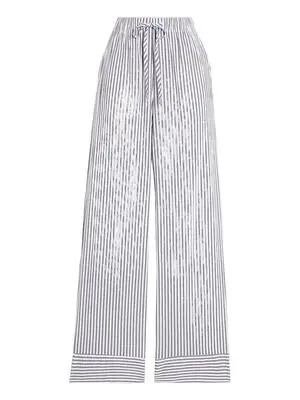 ALEX MILL Riley Striped Straight-leg Pants - White
