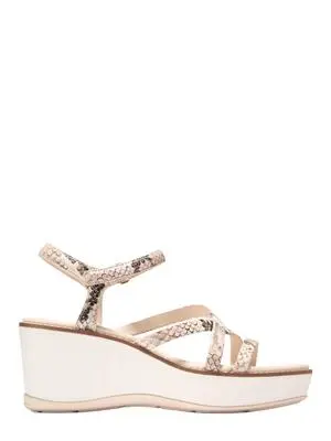 Cole Haan Grand Ambition Azzura Strappy Wedge Sandal - Mojave Snake Printed-powder