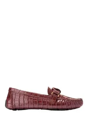 Cole Haan Emmie Knot Drivers - Mahogany Croc Print