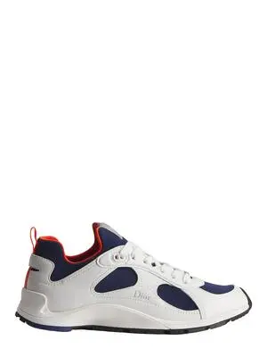 Dior Mile Sneaker - White Smooth Lambskin With Navy Blue And Orange Neoprene