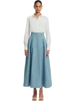 Lela Rose Denim A-line Skirt - Blue / Denim