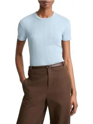 Vince Ribbed Pima Cotton Crew Neck Top - Red