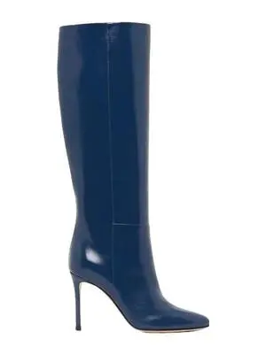 Giorgio Armani High Heel Boots With Patent Leather Heel - Blue