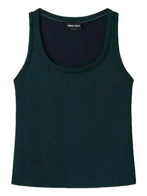Giorgio Armani Ribbed Viscose Sleeveless Top - Green