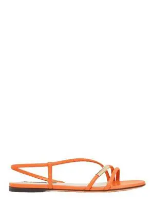 Giorgio Armani Leather Flat Sandals - Orange