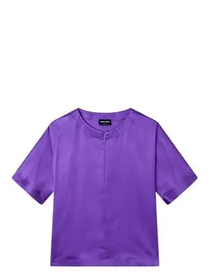 Giorgio Armani Short-sleeved Silk Satin Shirt - Purple