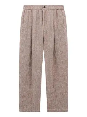 Giorgio Armani Mouliné Linen And Silk Jacquard Trousers - Natural