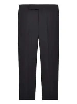 Giorgio Armani Flat-front Wool Crepe Trousers - Black