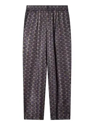 Giorgio Armani Geometric-print Cupro Canvas Trousers - Natural