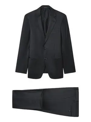 Giorgio Armani Asv Soho Line Single-breasted Suit In Pure Virgin Wool - Black