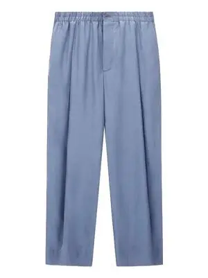 Giorgio Armani Washed Silk-blend Trousers - Blue