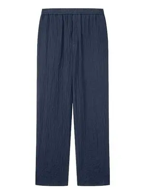 Giorgio Armani Lyocell And Silk Froissé Trousers - Navy