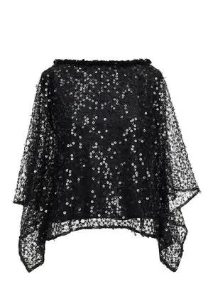 Oscar De La Renta Floating Sequin Blouse - Natural