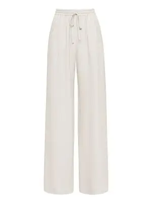 Oscar De La Renta Silk Georgette Drawstring Pant - Natural