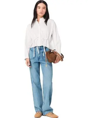 MAJE High-Waisted Flared Jeans With Chain