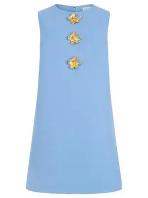 Oscar De La Renta Button-detailed Wool Shift Dress - Gold