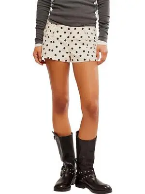 Free People Ana Polka Dot Micro Shorts - Spring White Combo