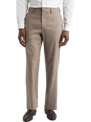 Nordstrom Linen Blend Tapered Trousers - Brown Desert - Grey Fungi