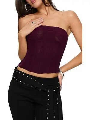 Princess Polly Oscuro Mesh Corset Top - Currant