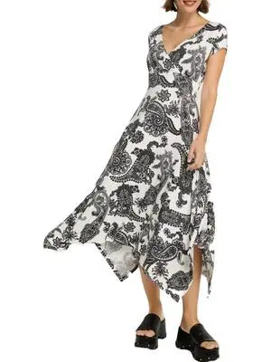 LASCANA Handkerchief Hem Dress - Black & White