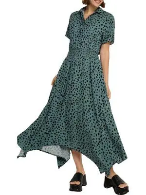 LASCANA Printed Shirt Dress - Jade & Black