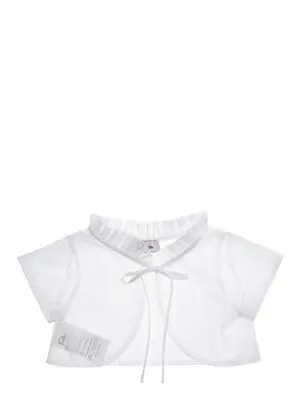 TULLEEN Mesh Ruffle Cardigan - White