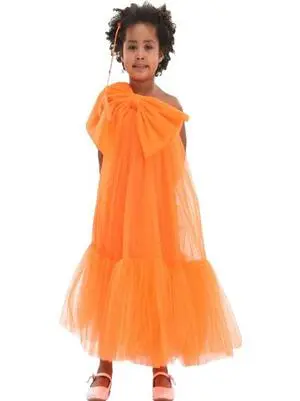 TULLEEN Maggi Tulle Dress With Bow - Orange