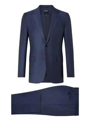 Zegna Prince Of Wales Plaid Sartorial Wool Suit - Utility Blue