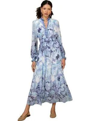 Hale Bob Bertille Chiffon Maxi Dress - Blue