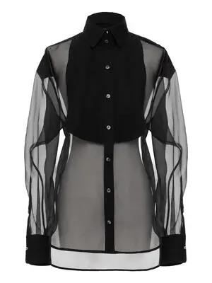 DES_PHEMMES Pleated Tuxedo Shirt - Black