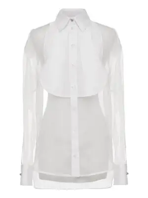 DES_PHEMMES Pleated Tuxedo Shirt - Off-white