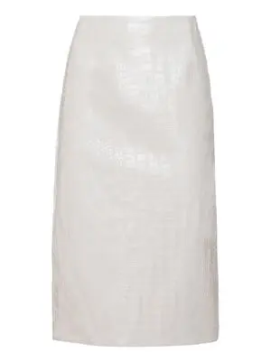 DES_PHEMMES Croc-Embossed Knee-Length Skirt