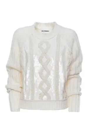 DES_PHEMMES Sequined Wool-blend Sweater - White