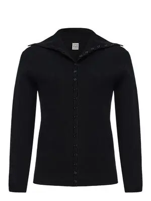 TOTEME Knit Polo Cardigan - Black