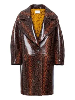 DES_PHEMMES Snake-embossed Overcoat - Red
