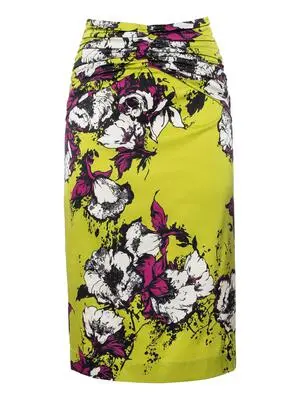 DES_PHEMMES Printed Stretch-satin Knee-length Skirt - Green
