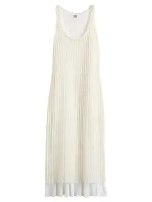 TOTEME Mohair-blend Rib-knit Midi Dress - White