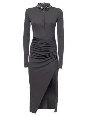 DES_PHEMMES Polo Wrap Midi Dress - Black