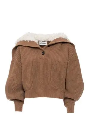 DES_PHEMMES Fur-trimmed Wool-blend Pullover - Tan