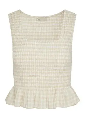 Onia Smocked Air Linen Tank Top - Neutral