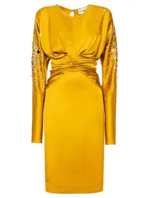 DES_PHEMMES Midi Ruched Dress - Gold